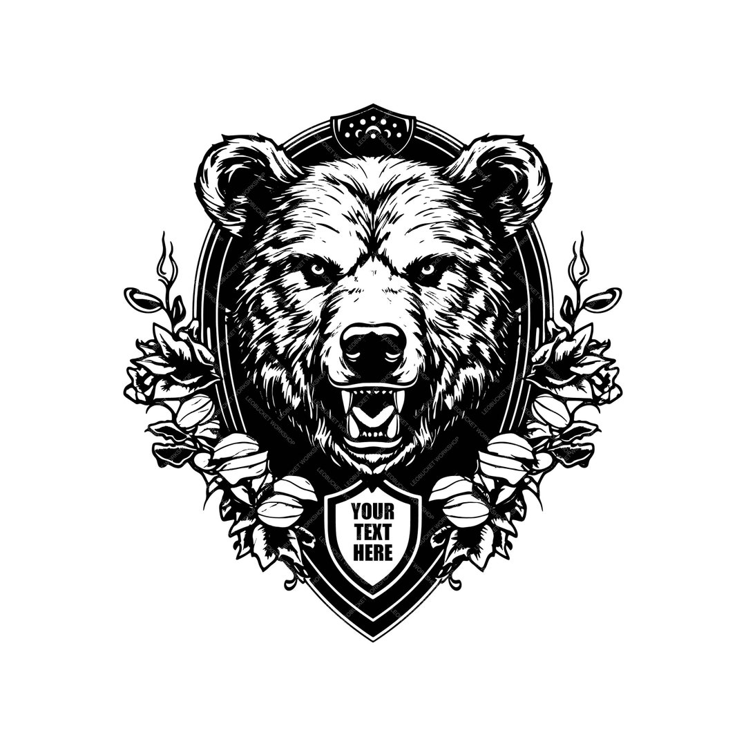 Bear SVG Cricut Cut File Printable Vector Badge Image for Logo Design ...