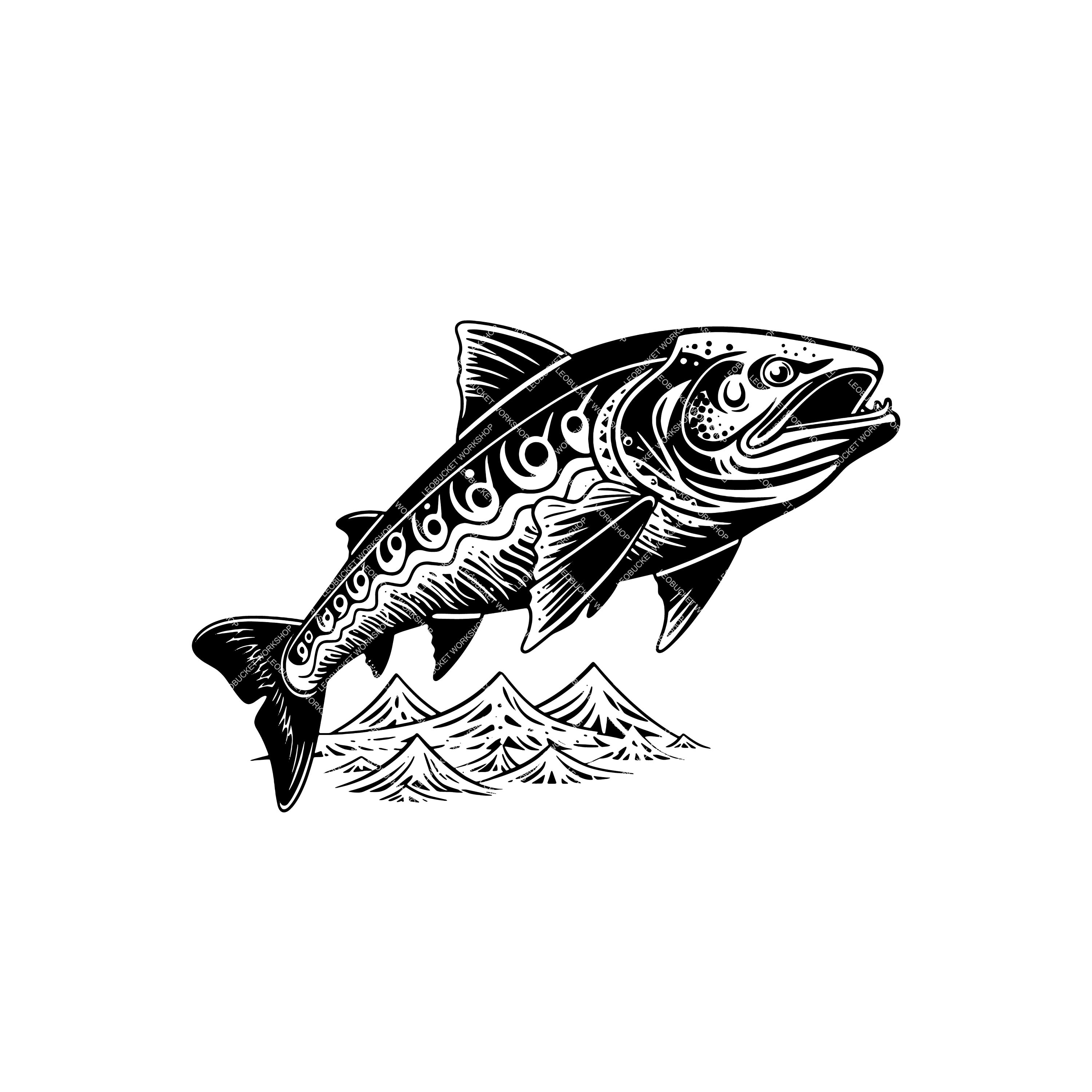 Salmon Fishing SVG Cricut Cut File Printable Vector Image for Logo ...
