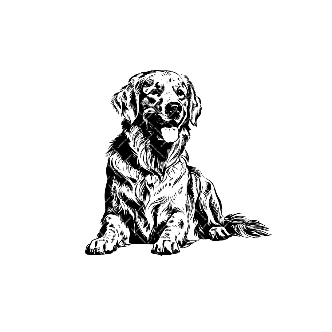 Sitting Golden Retriever Dog SVG - DIY Crafting Vector Image - Digital ...