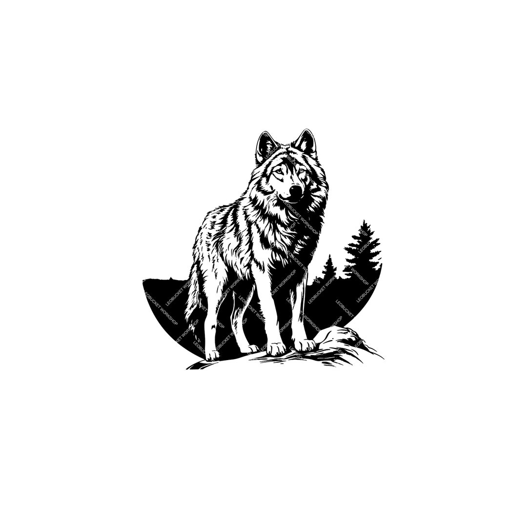 Wolf Standing in Wood SVG Vector Image Animal for DIY Crafting and Cut ...