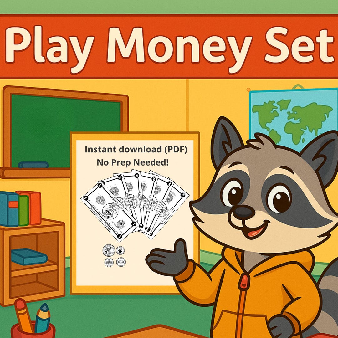 Printable Play Money Set | Black & White Dollars and Coins | KLN ...
