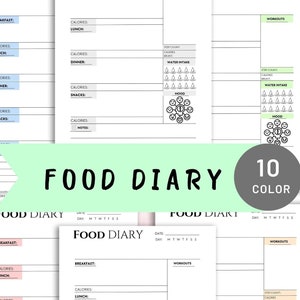 Daily Food Diary Printable, Food Journal, Meal Prep Planner, Printable ...