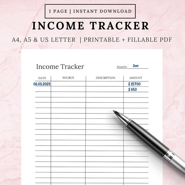 Income Tracker Printable - Etsy