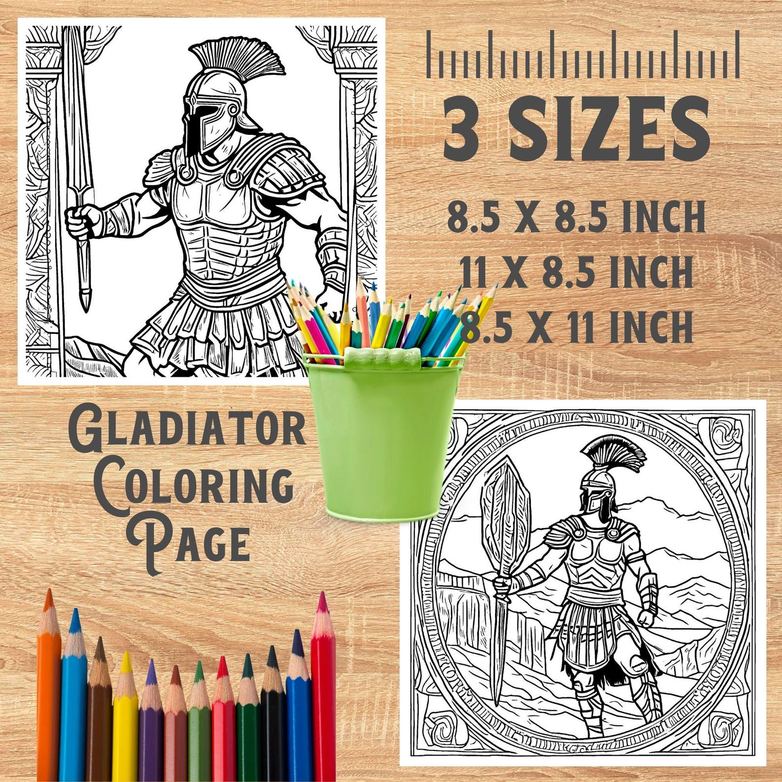 Gladiator Coloring Pages, Adult Coloring Book, Fantasy Coloring Sheets ...