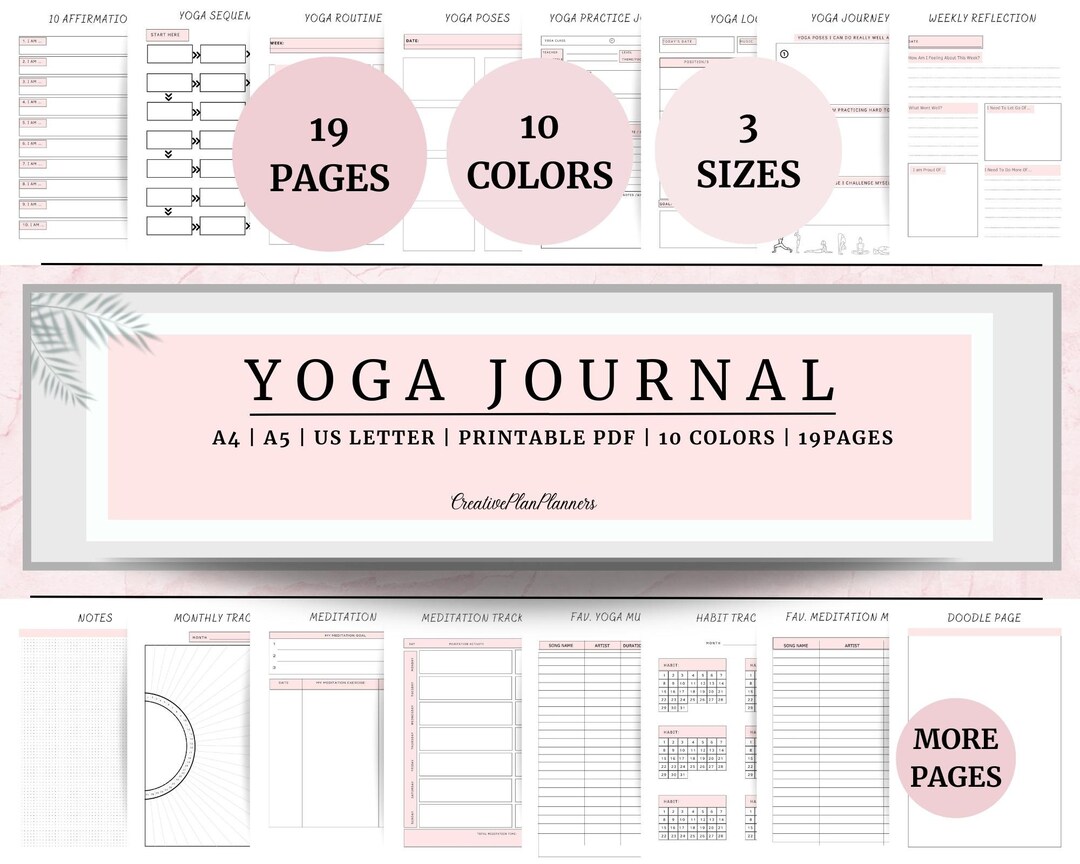Digital Fitness Planner | Printable Yoga Tracker | Yoga Poses Planner ...