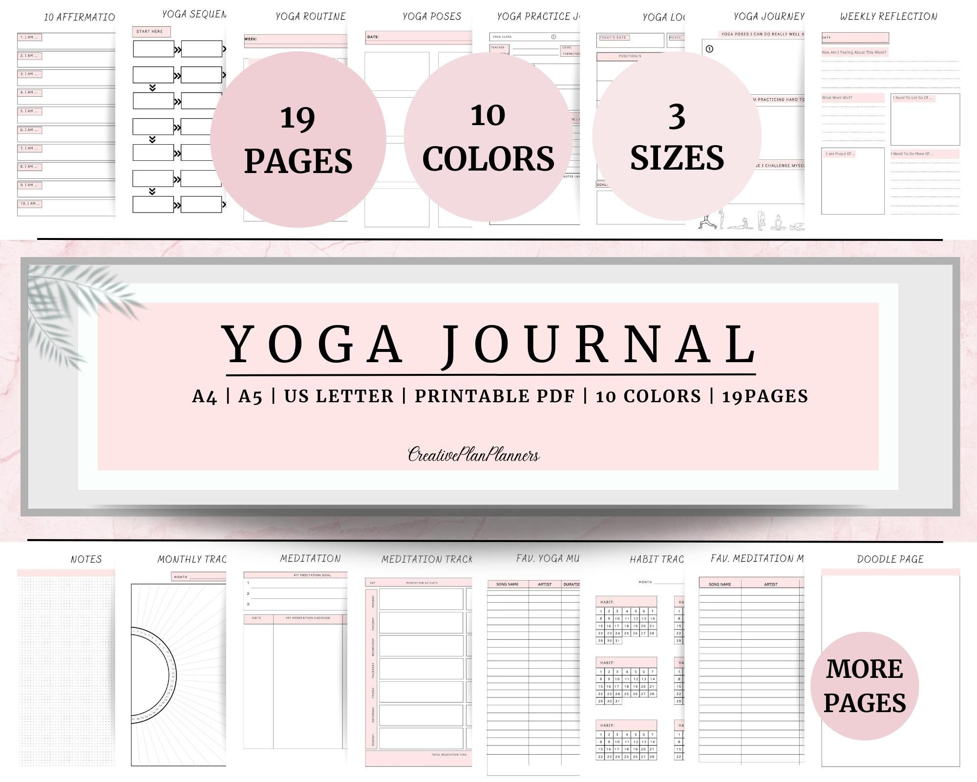 Digital Fitness Planner | Printable Yoga Tracker | Yoga Poses Planner ...