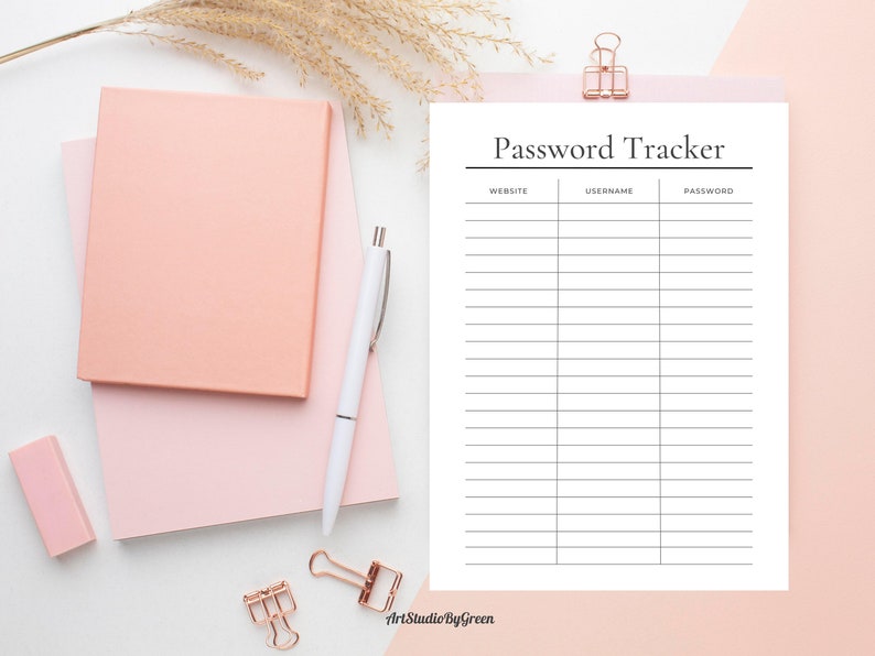 Password Tracker Printable & Fillable, Password Keeper, Password ...