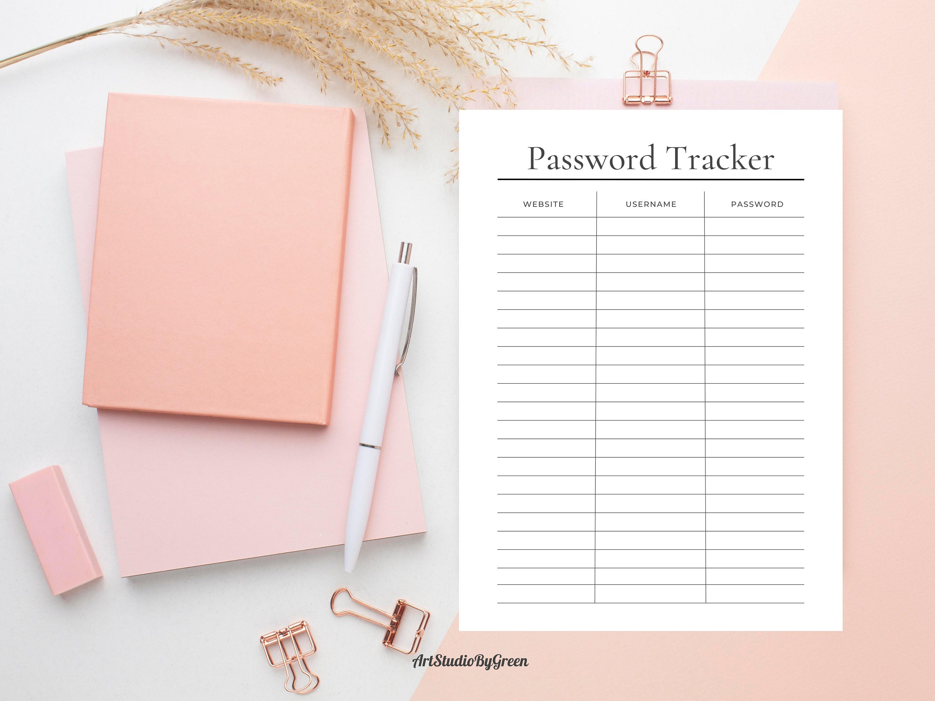 Password Tracker Printable & Fillable, Password Keeper, Password ...