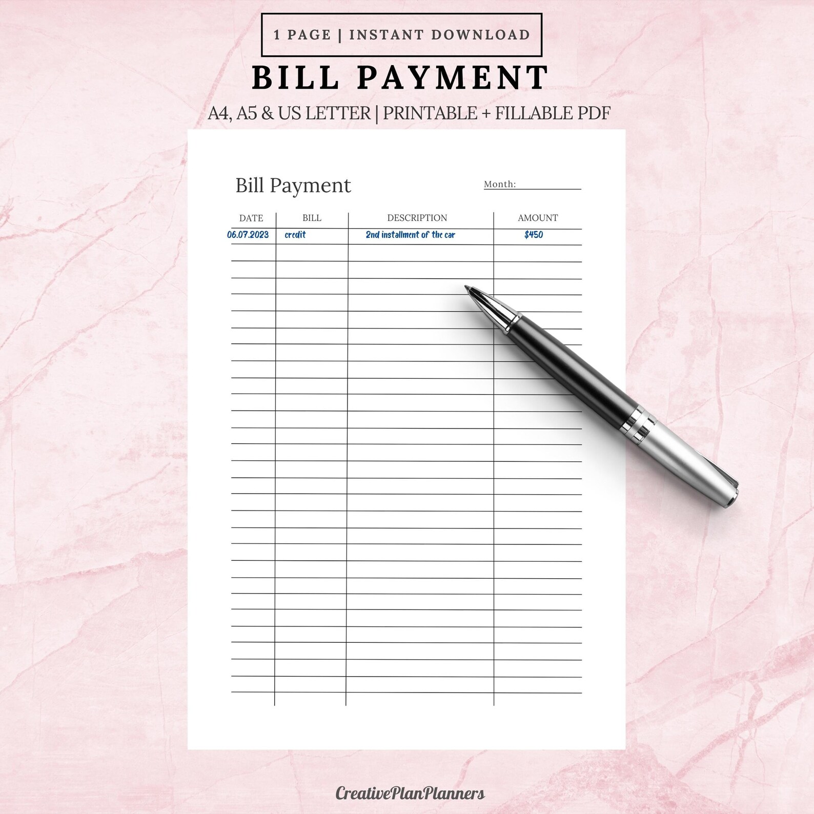 Bill Tracker Printable, Bill Log, Bill Payment, Bill Payment Checklist ...