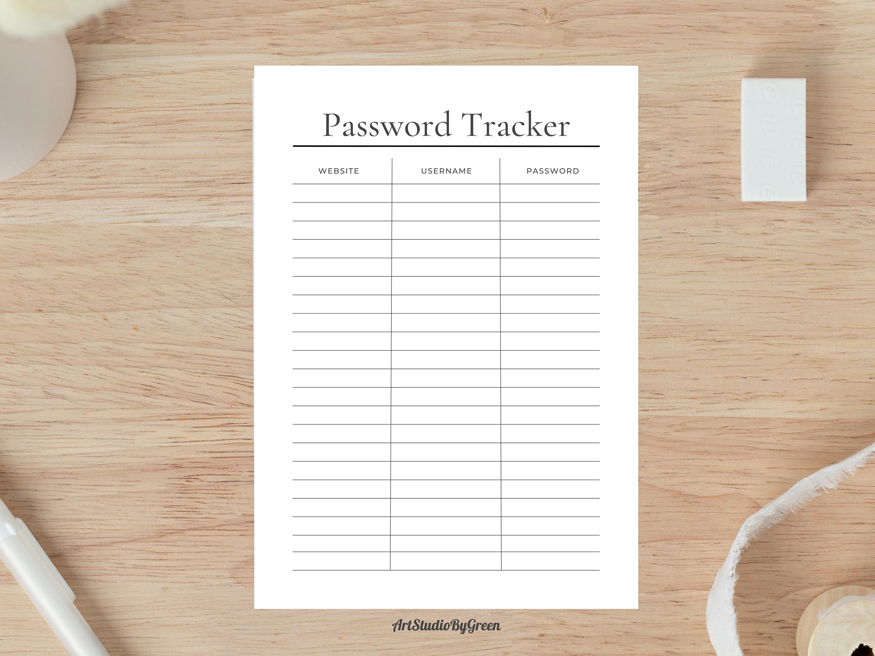 Password Tracker Printable & Fillable, Password Keeper, Password ...
