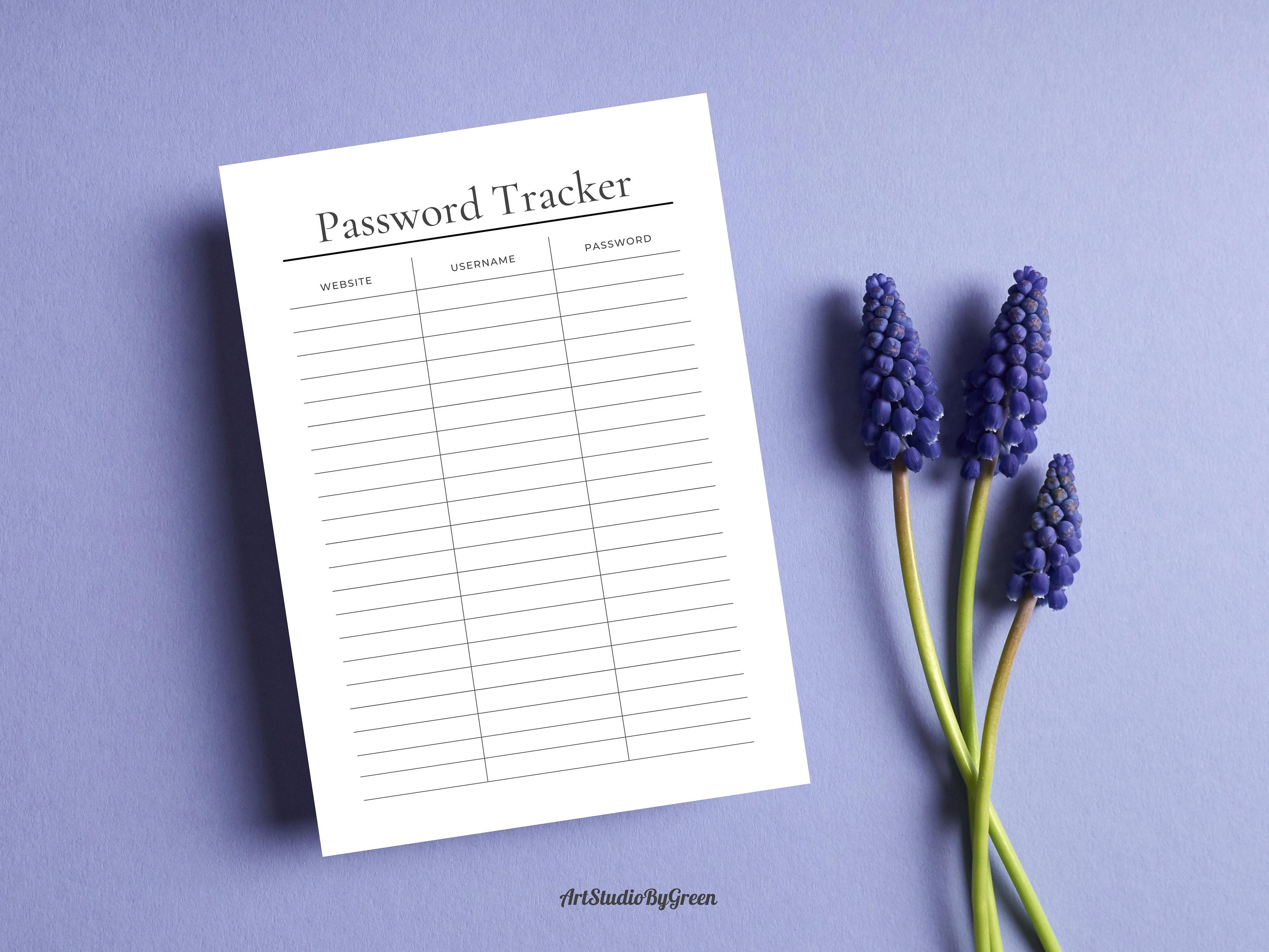 Password Tracker Printable & Fillable, Password Keeper, Password ...