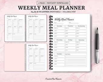 Digital Weekly Meal Planner - Etsy