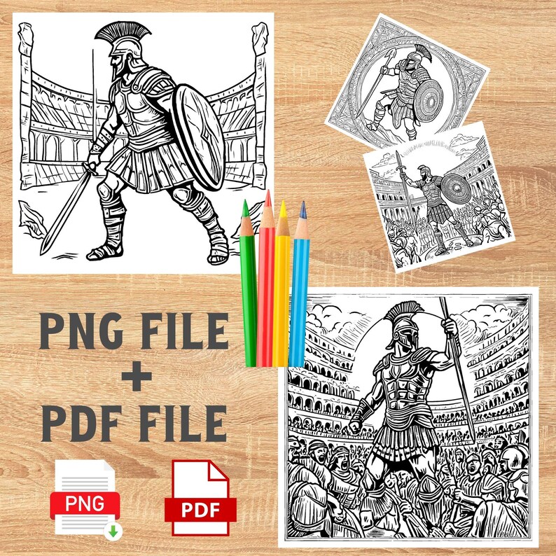 Gladiator Coloring Pages, Adult Coloring Book, Fantasy Coloring Sheets ...