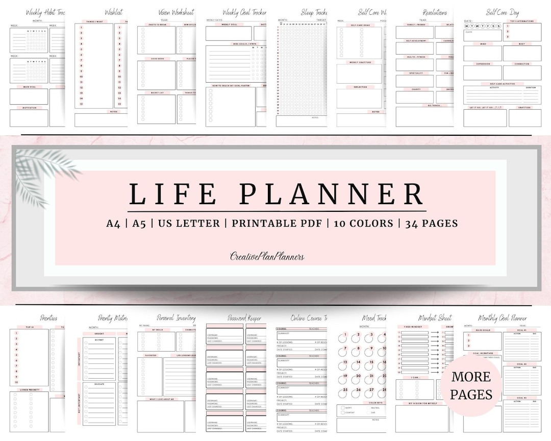Life Planner Bundle, Life Planner, Printable, Digital PDF, All in One ...