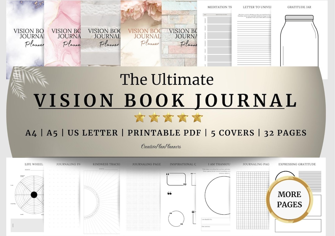 Mental Health, Book Journal Vision Board Digital | Printable Journaling ...