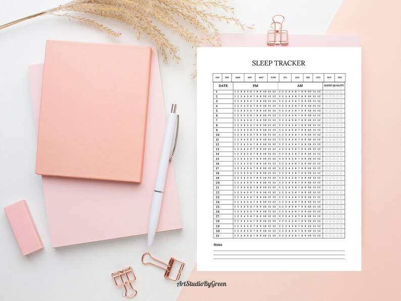 Sleep Tracker, Monthly Sleep Chart, Sleeping Log, Downloadable PDF ...