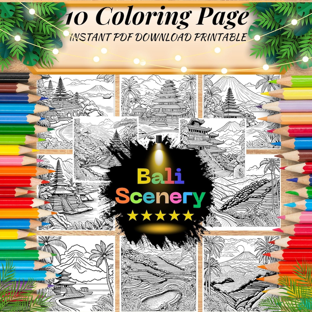 Bali Scenery Coloring Pages, Scenes Coloring Pages, Street Landscape ...