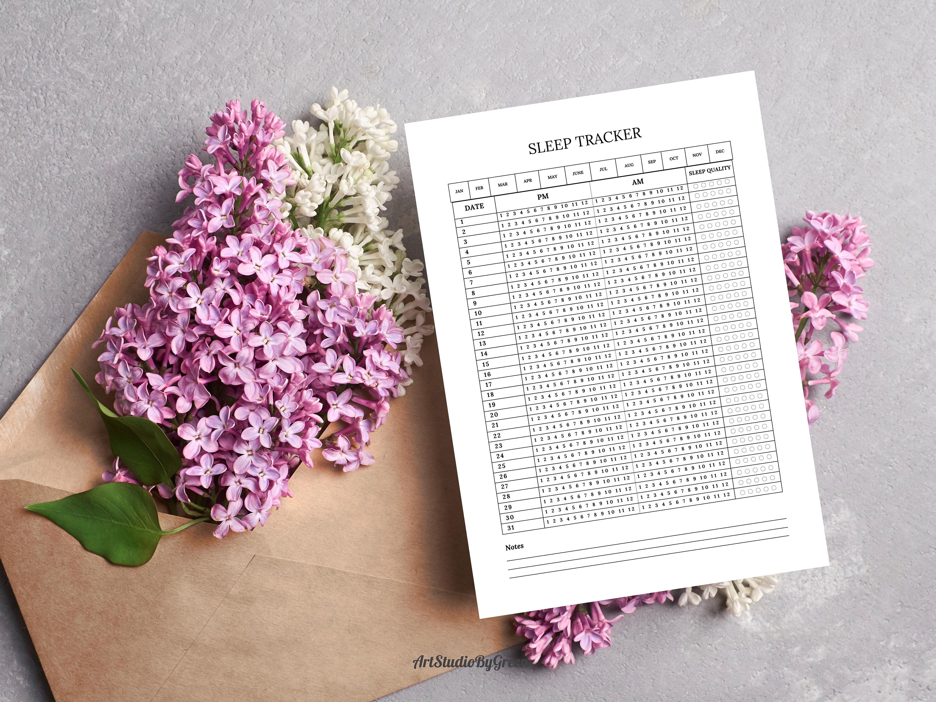 Sleep Tracker, Monthly Sleep Chart, Sleeping Log, Downloadable PDF ...