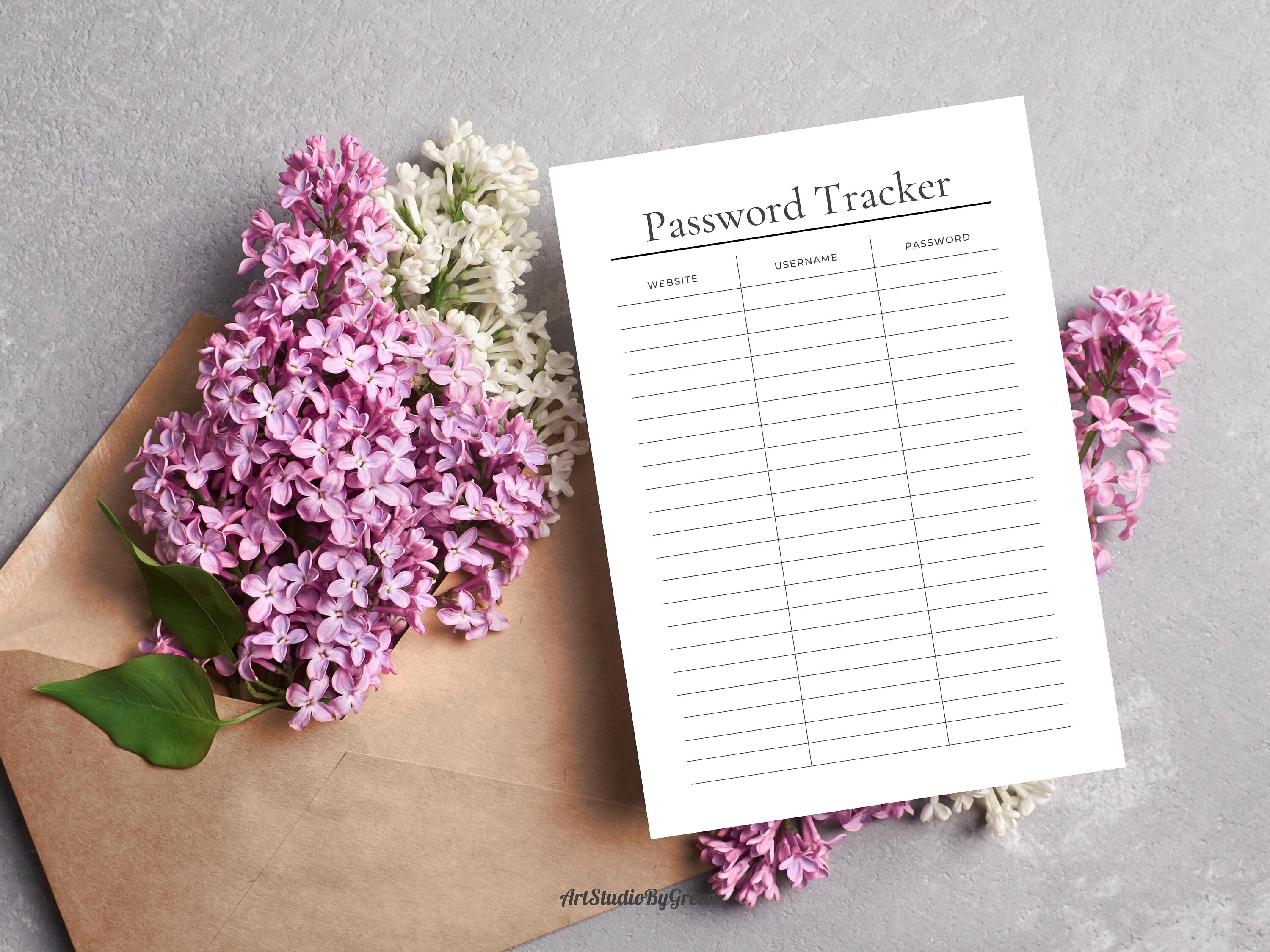 Password Tracker Printable & Fillable, Password Keeper, Password ...