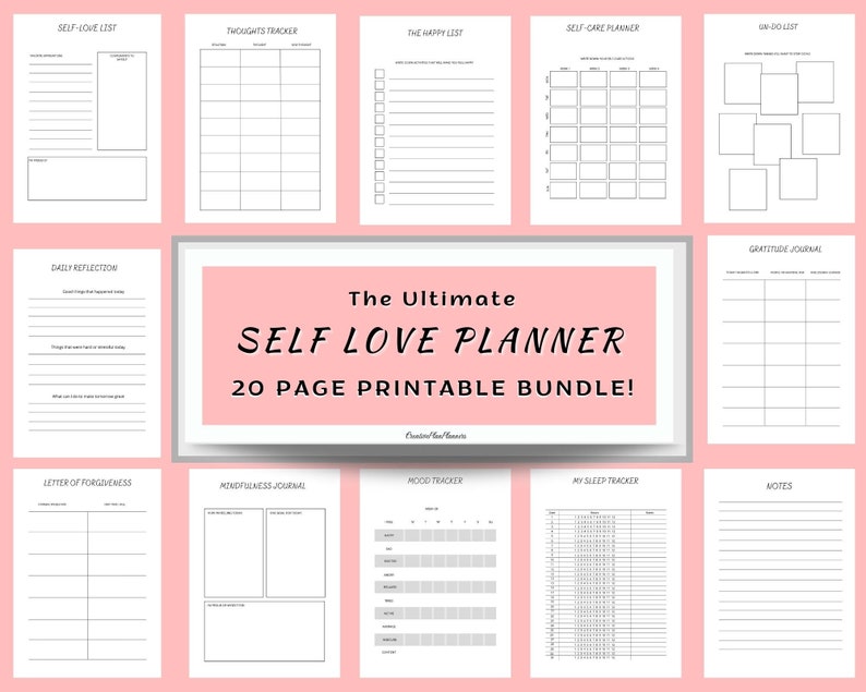 Self Care Checklist Self Care Planner Selfcare Journal Tracker