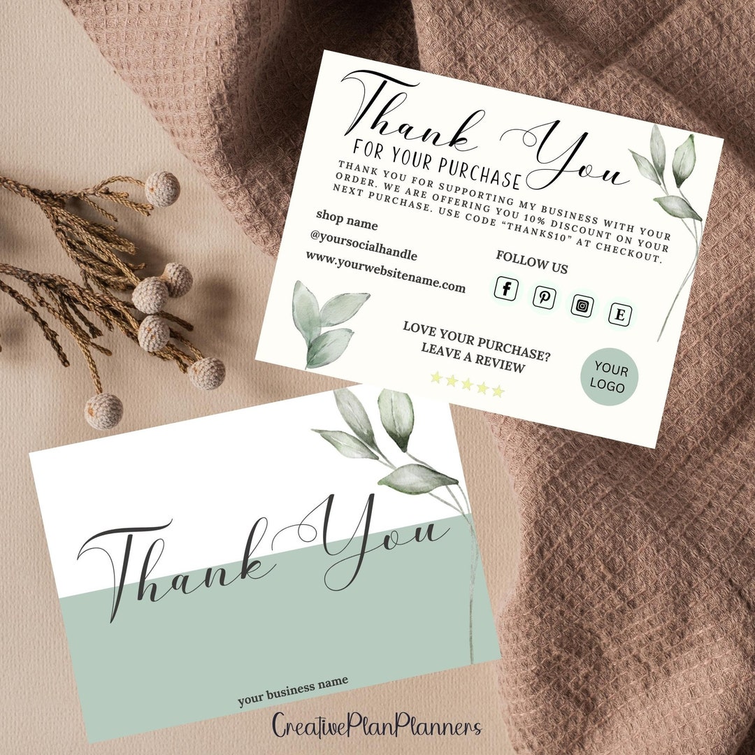 Customer Thank You Insert Template Soft Flower, Business Thank You Card ...