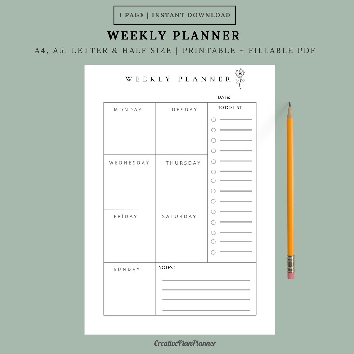 Adhd Weekly Planner Printable Personal Weekly to Do List 8.5 - Etsy
