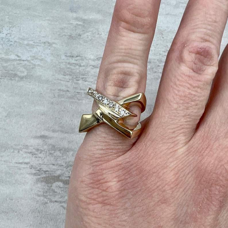 Vintage Criss Cross Ring With Single Cut Diamonds in 14k - Etsy