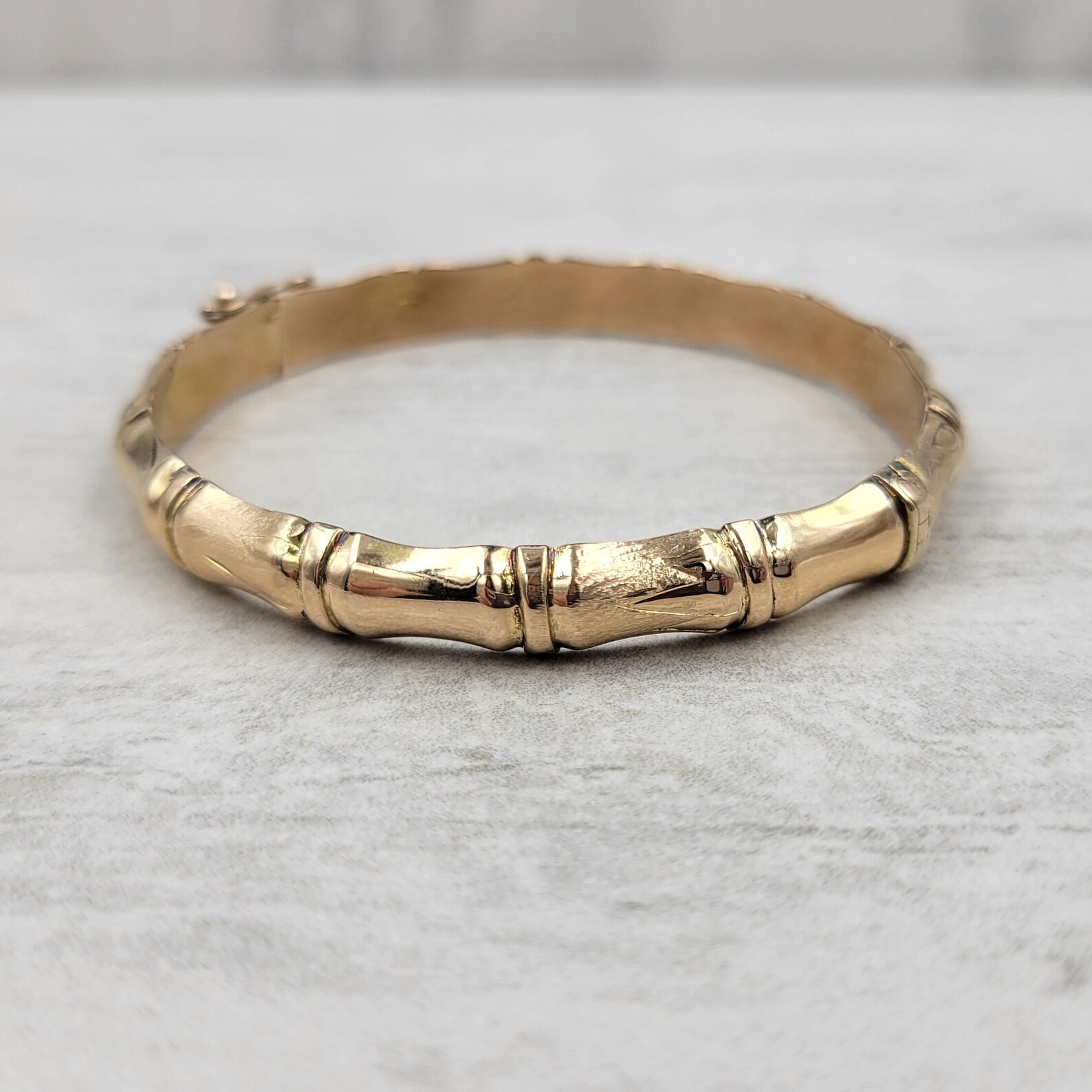 Vintage Bamboo Bangle Bracelet in 14k Yellow Gold - Etsy