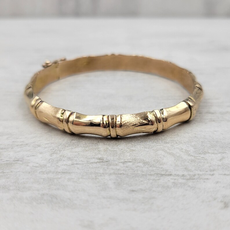 Vintage Bamboo Bangle Bracelet in 14k Yellow Gold - Etsy