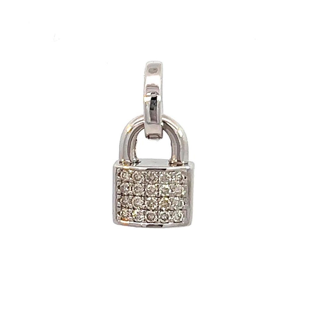 Vintage Padlock Charm | White Gold Diamond Lock | 14k White Gold ...