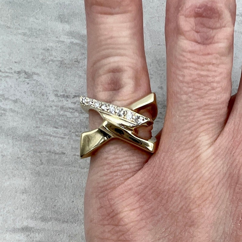 Vintage Criss Cross Ring With Single Cut Diamonds in 14k - Etsy