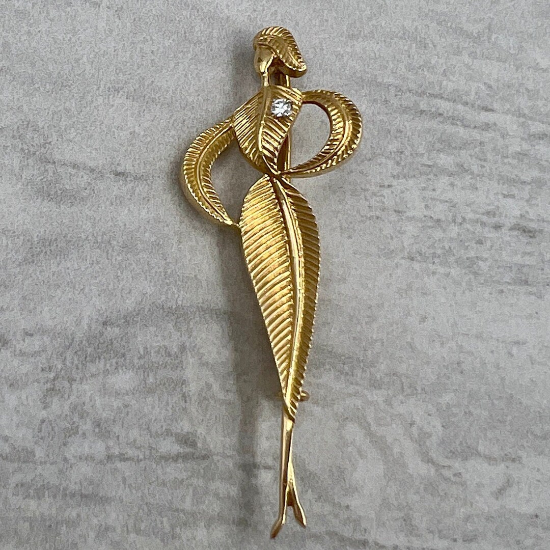 Vintage Diamond 18k Yellow Gold Lady Pin - Etsy