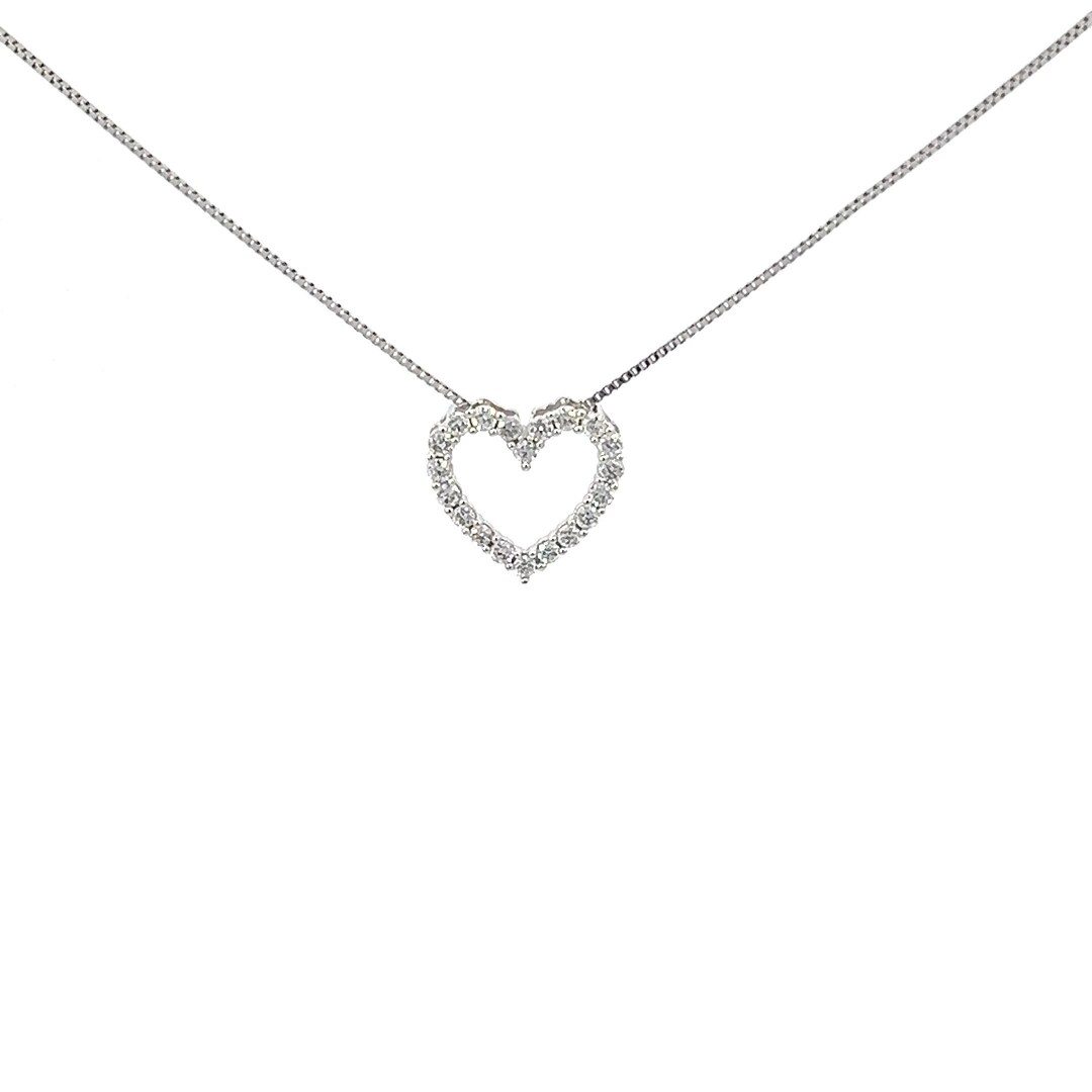 Vintage Diamond Open Heart Pendant in 14k White Gold - Etsy