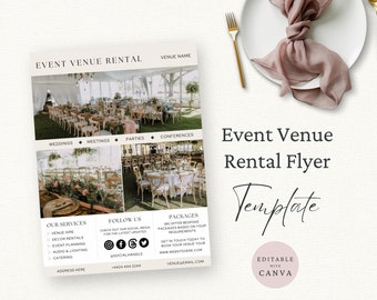 Event Venue Rental Flyer, Editable Canva Template, Wedding Venue Hire ...