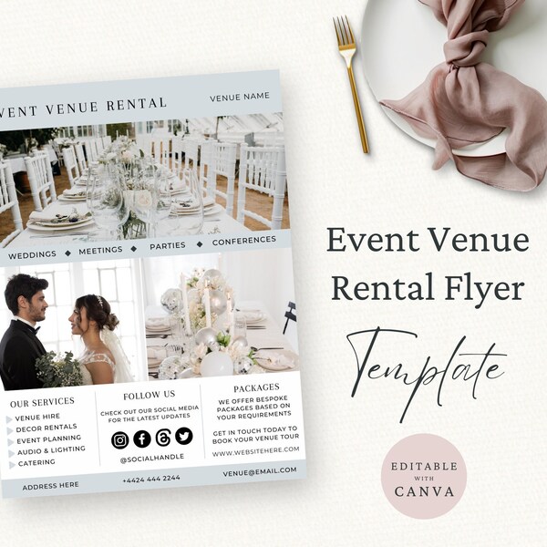 Event Venue Rental Flyer Canva Template, Wedding Venue Hire Advert ...