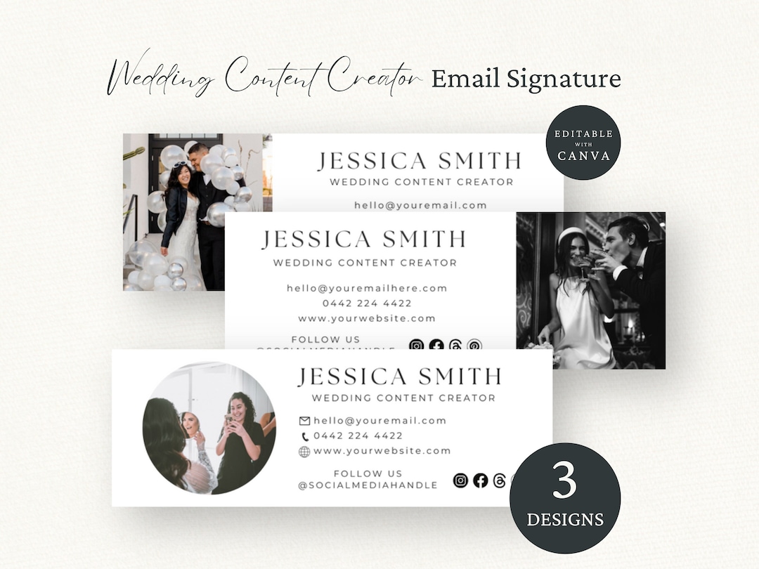Wedding Content Creator Email Signature Template, Editable Canva ...