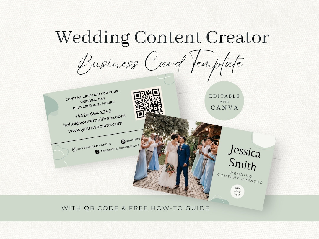 Wedding Content Creator Business Cards, Editable Canva Template, QR ...