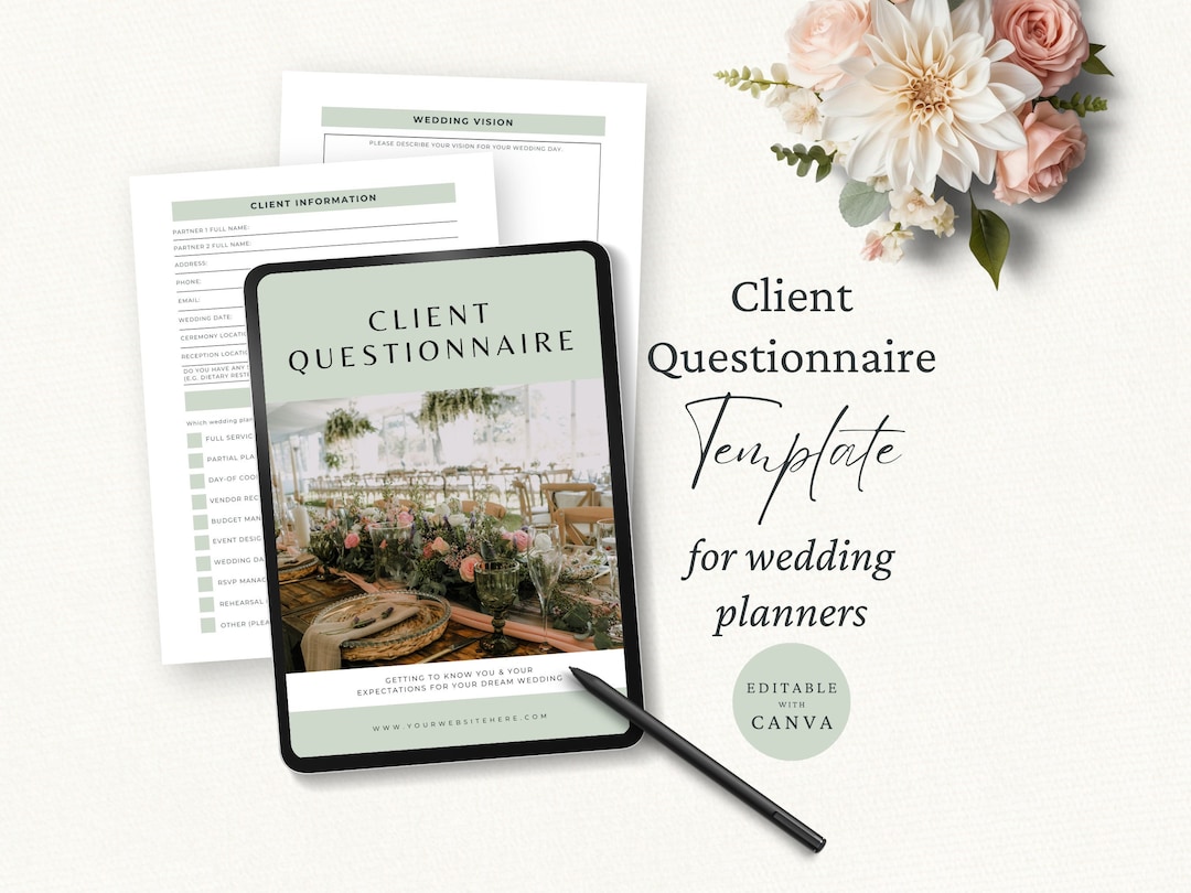 Wedding Planner Questionnaire, Bride & Groom Client Onboarding ...