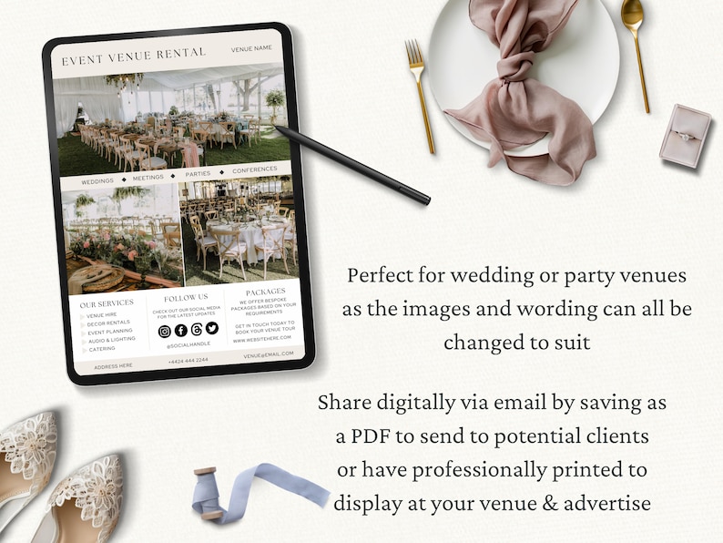 Event Venue Rental Flyer Canva Template, Wedding Venue Hire Advert ...