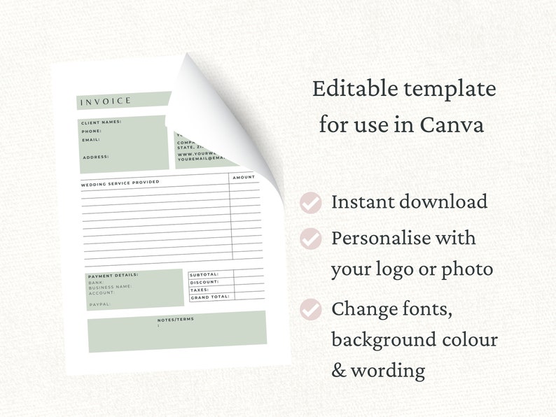 Wedding Planner Invoice Canva Template, Event Planner Order Form ...