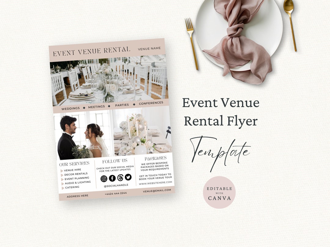 Event Venue Rental Flyer Canva Template, Wedding Venue Hire Advert ...