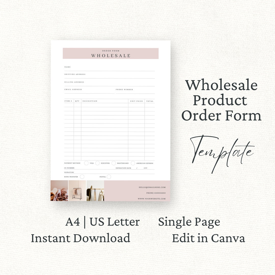 Wholesale Order Form Canva Template, Small Business Forms, Editable ...