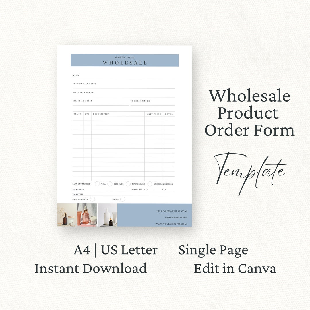 Wholesale Order Form Canva Template, Small Business Forms, Editable ...