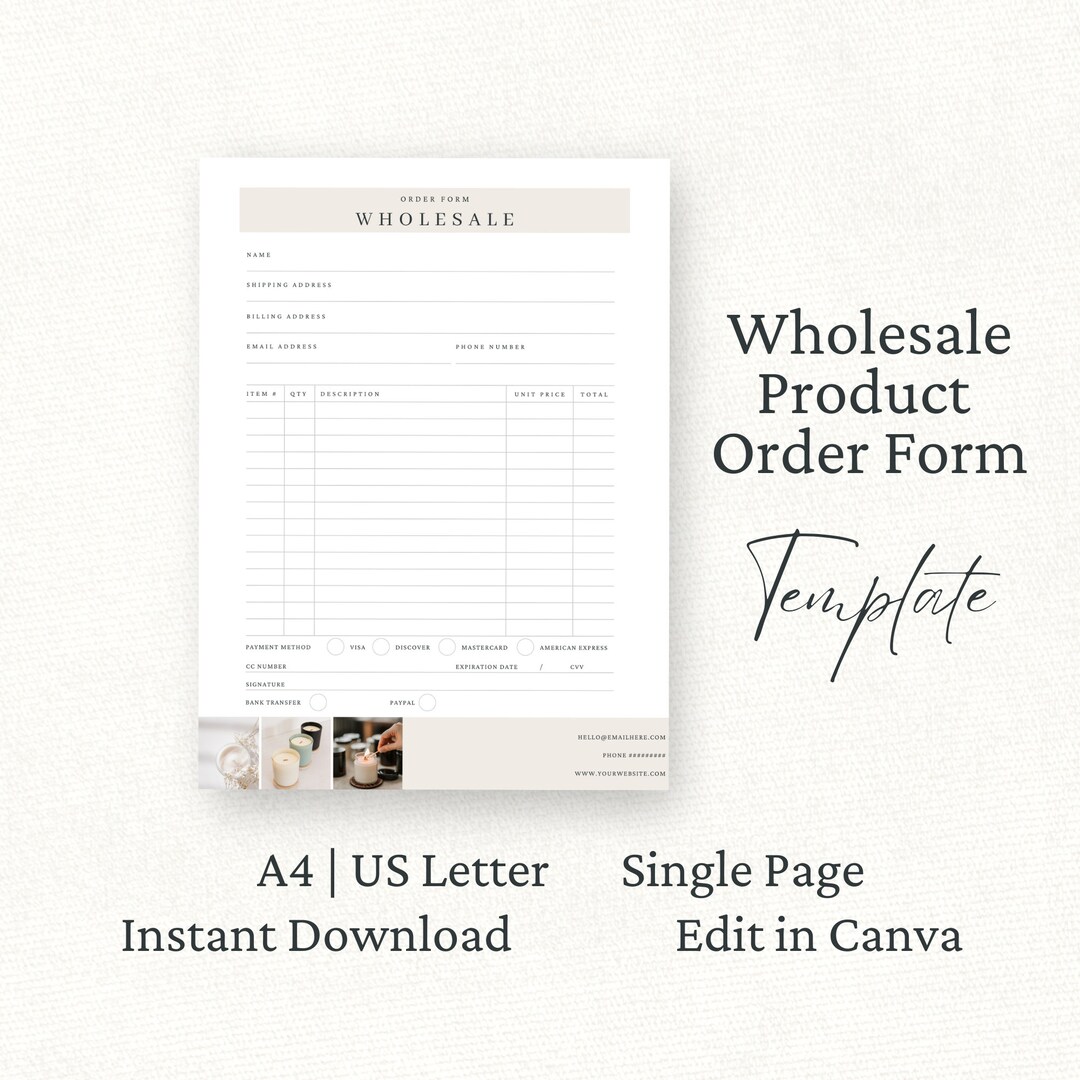 Wholesale Order Form Canva Template, Small Business Forms, Editable Custom Order Form, Printable ...