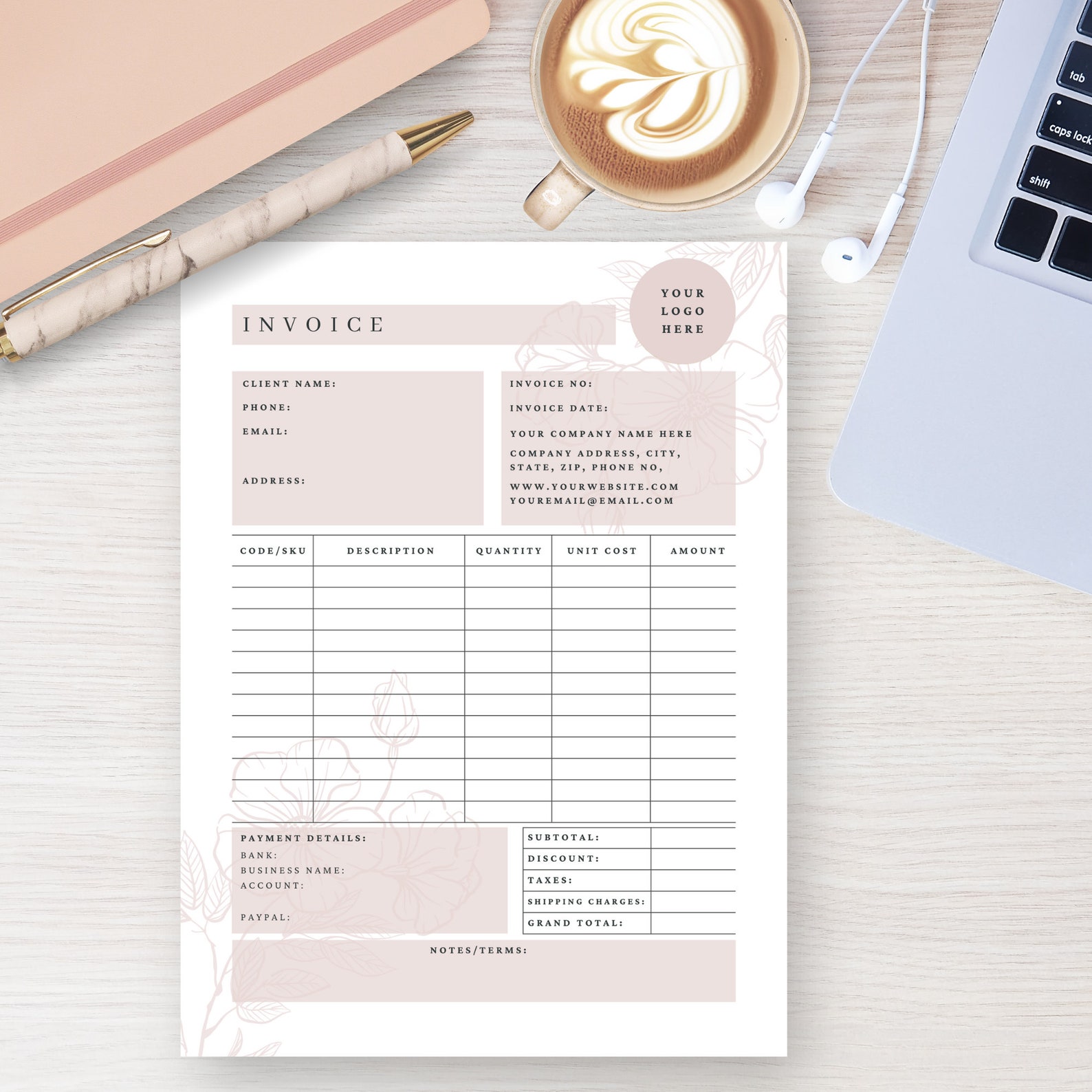 Florist Invoice Canva Template, Wedding Florist Order Form, Editable ...