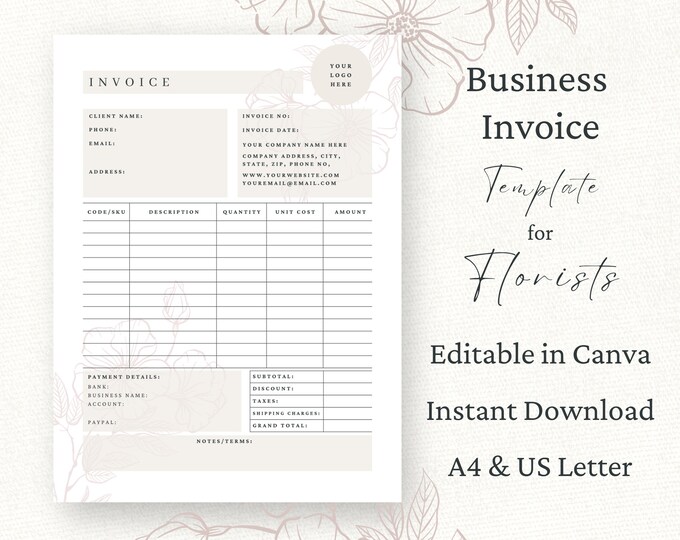 Flower Shop Invoice Template, Receipt Template, Quotation Form and ...