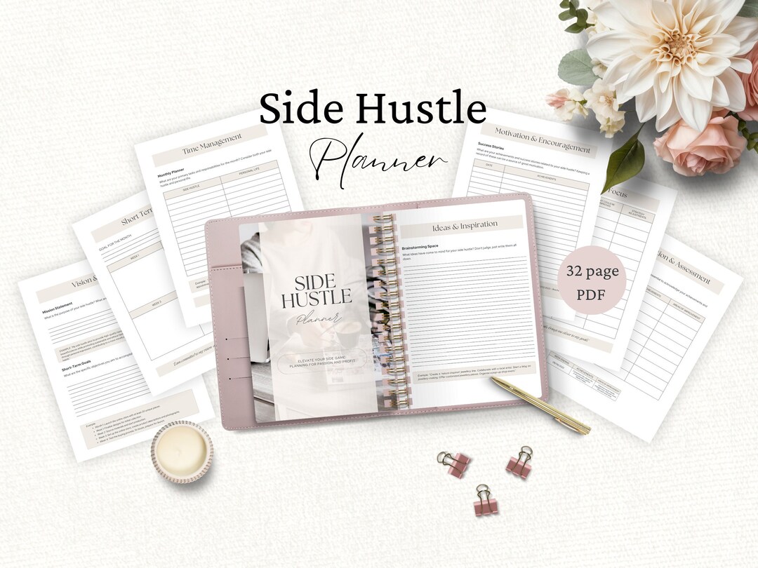 Side Hustle Planner, Printable Business Startup Workbook, Entrepreneur ...