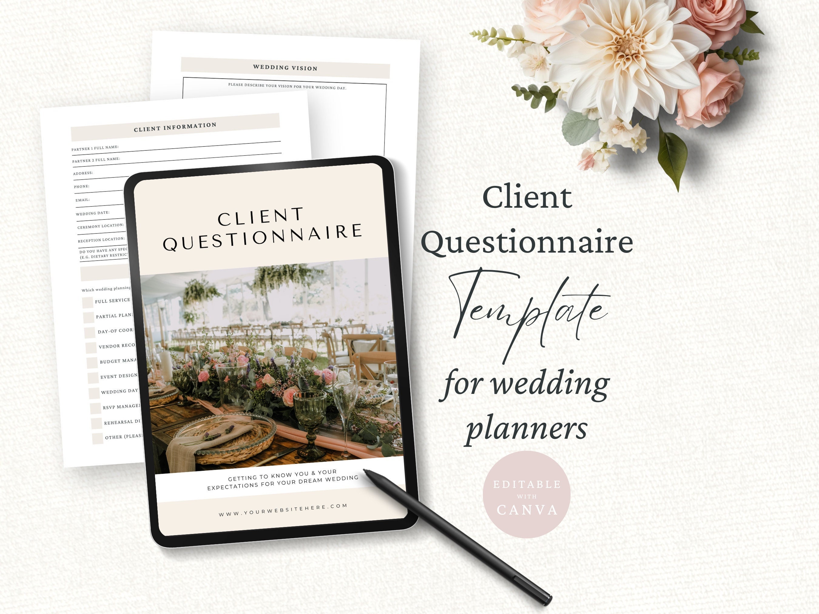 Wedding Planner Client Questionnaire, Bride & Groom Client Onboarding ...