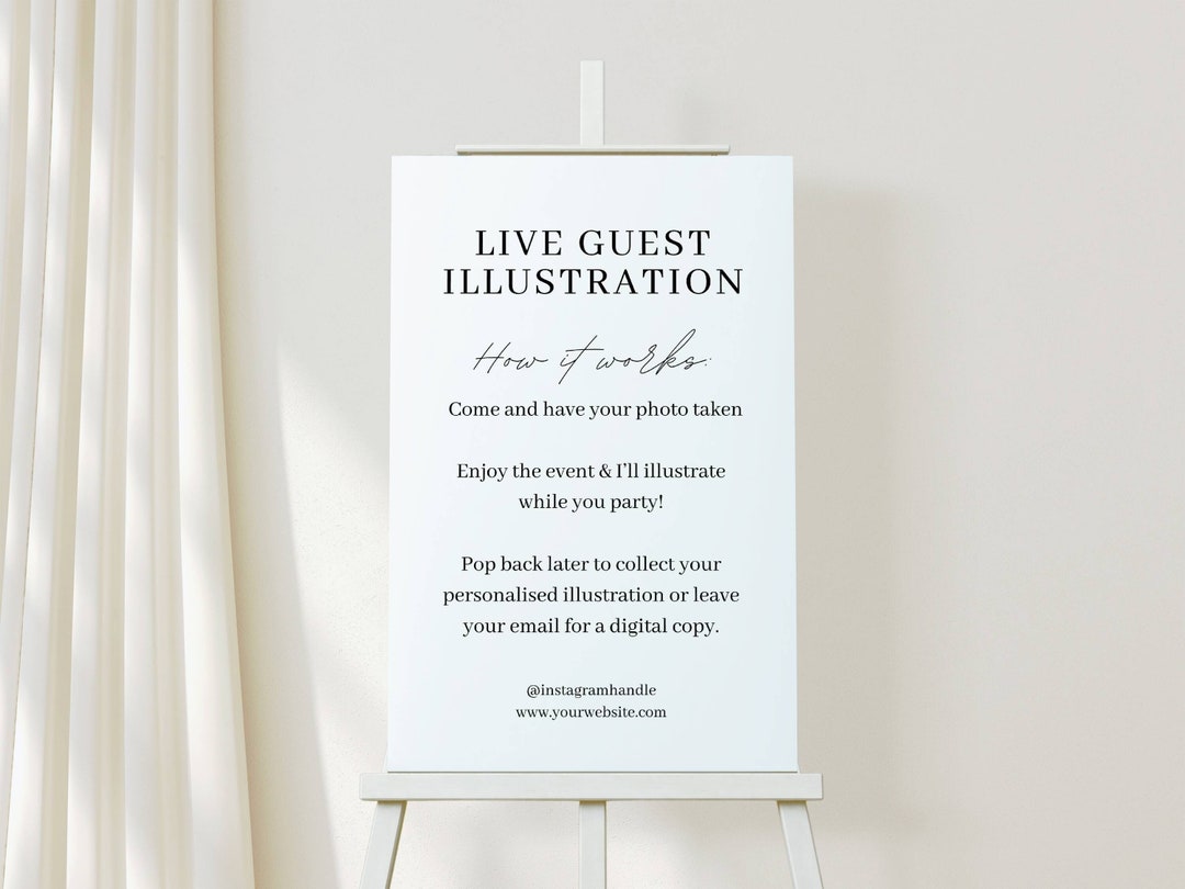 Live Guest Illustrator Sign Canva Template, Editable Wedding ...