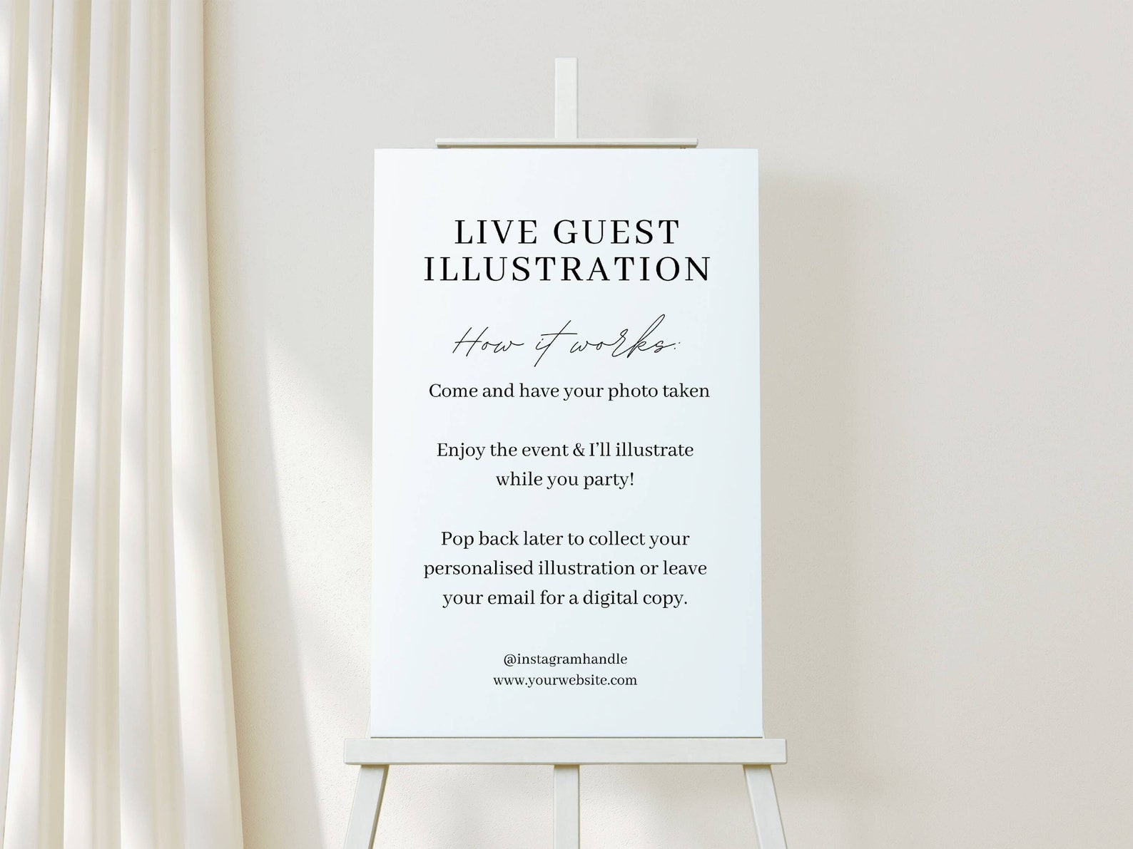 Live Guest Illustrator Sign Canva Template, Editable Wedding ...